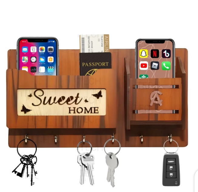 Wooden Wall keychain and Mobile phone holder wood wall keychain wood ...