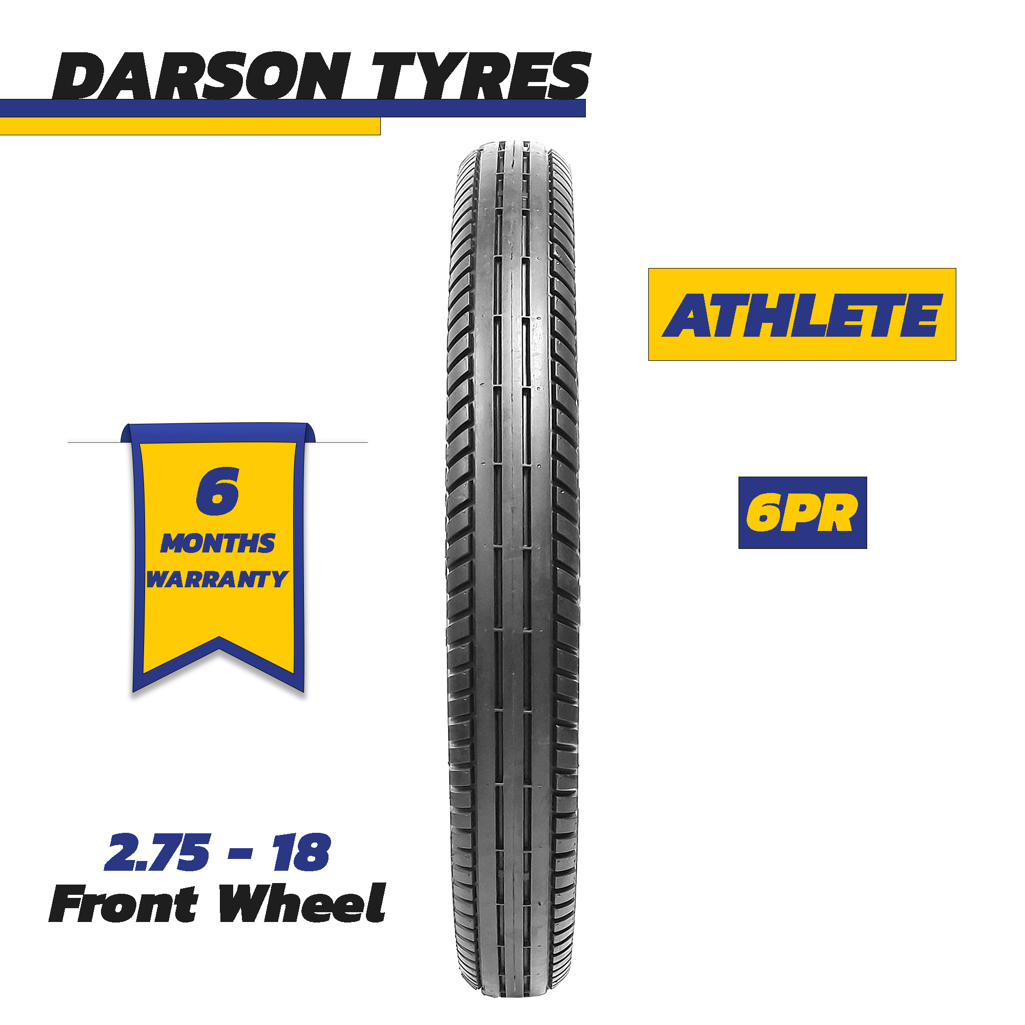 Athlete 2.75-18 (Front Wheel) - 100CC Motorcycle Tyre Tube Set - DARSON ...