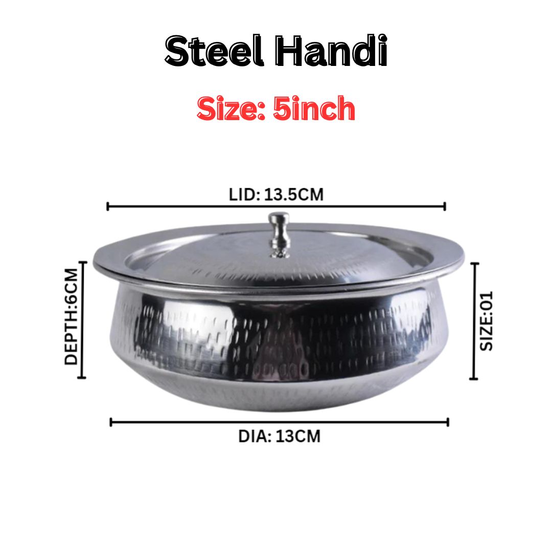 Premium Stainless Steel Serving Handi with Lid – Food-Grade Mathar ...