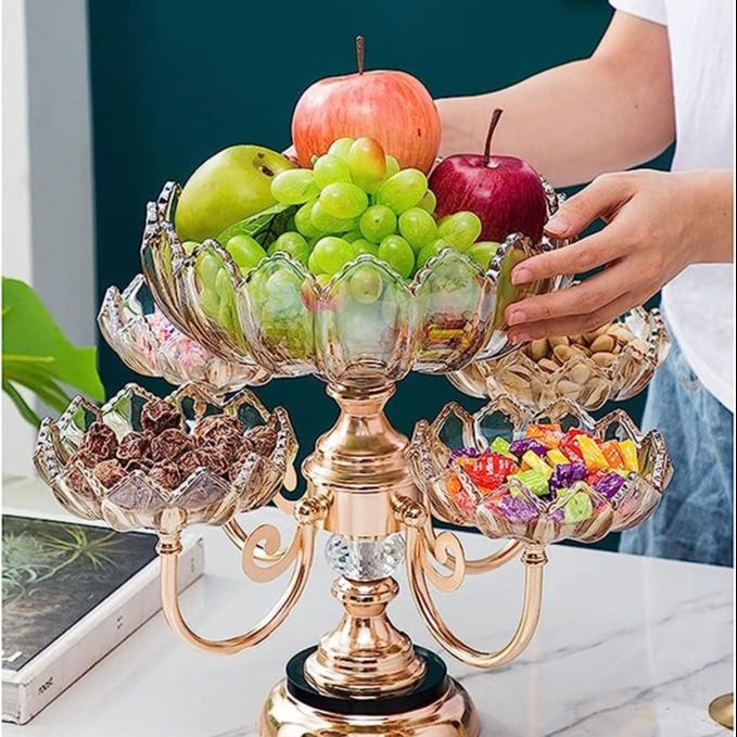 Crystal plates fruit bowl serveware serving trays multilayer snacks ...