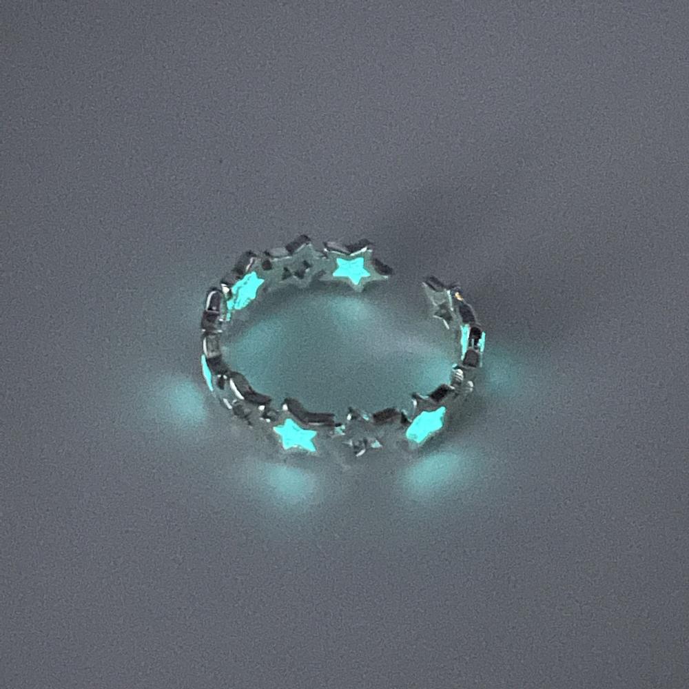 Glow In Dark Jewelry Ring Luminous jewelry Adjustable Hollow Luminous ...