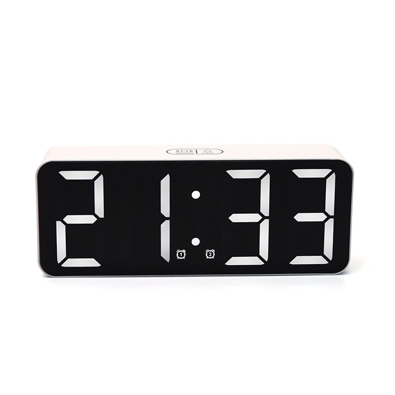 LED Multifunctional Mirror Clock Digital Alarm Snooze Display Night LCD Light Table Desktop ...