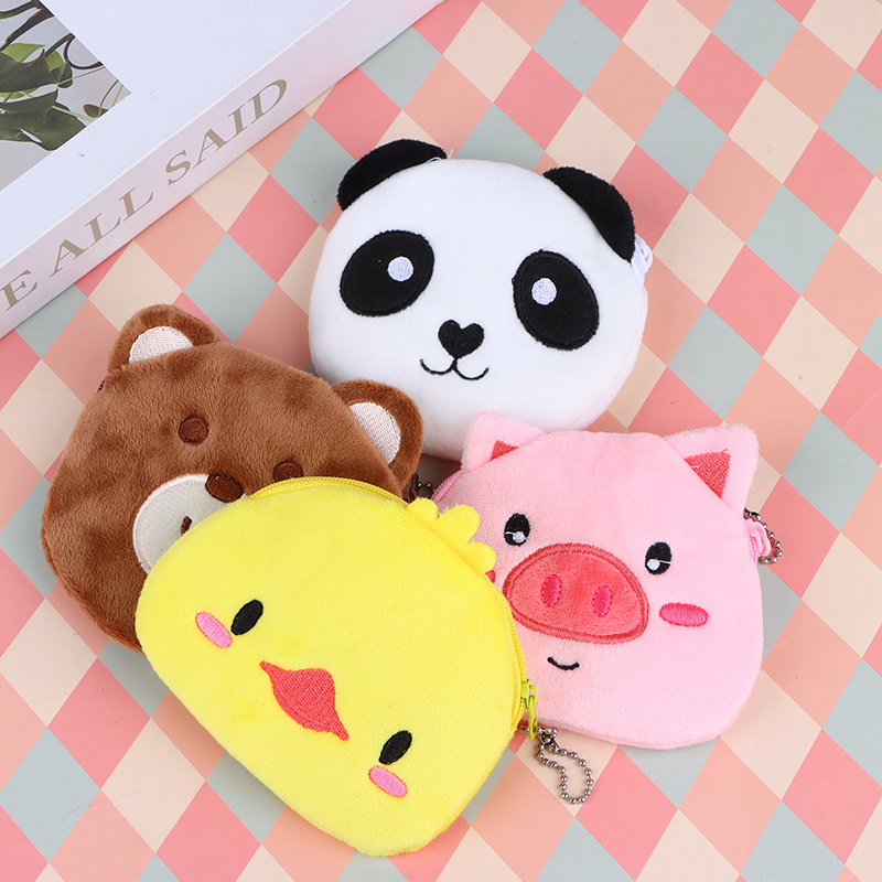 Cartoon Plush Animal Coin Purse Cute Panda Piggy Zipper Money Change ...