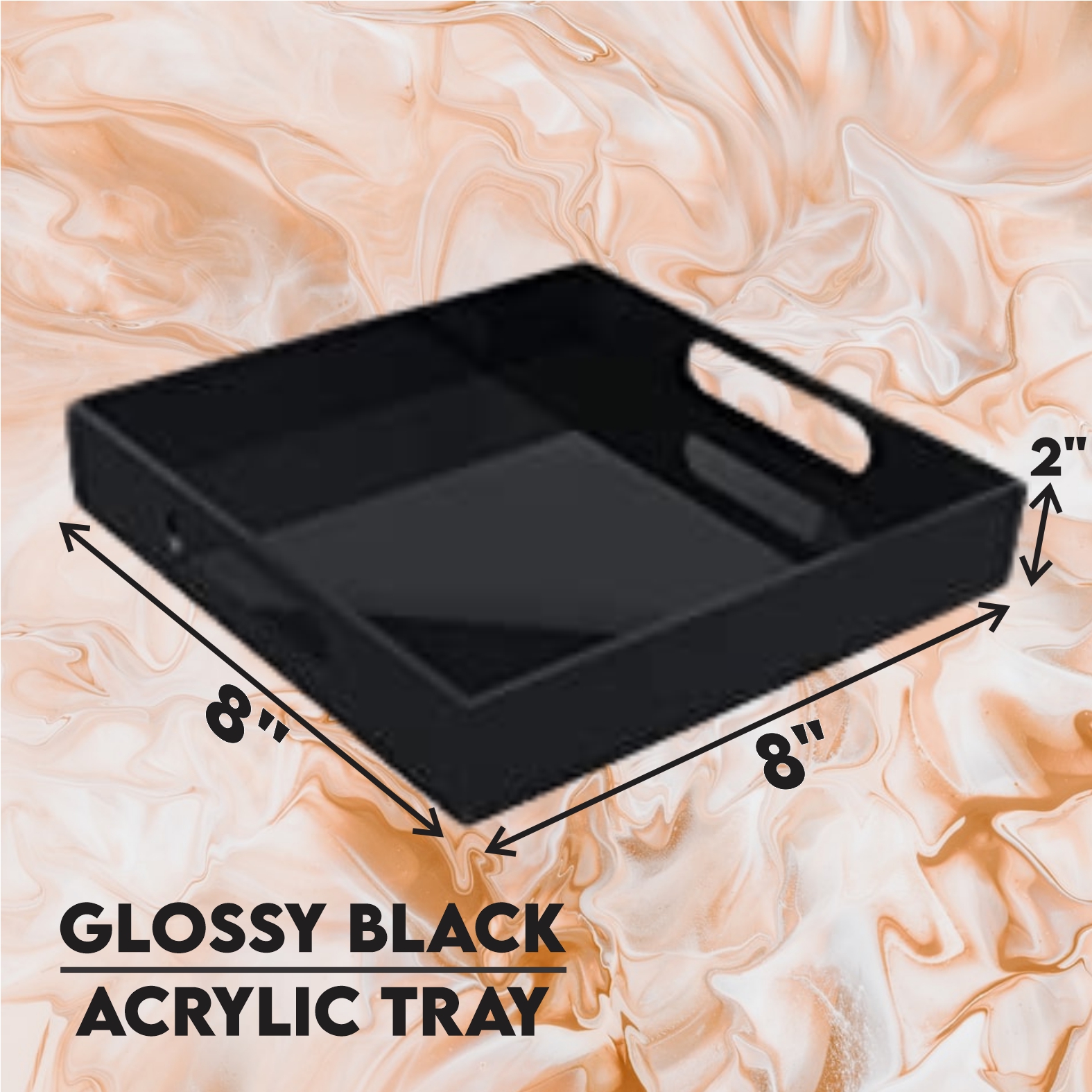 Black Acrylic Tray with Handles-Countertop Organizer Tray for Kitchen ...