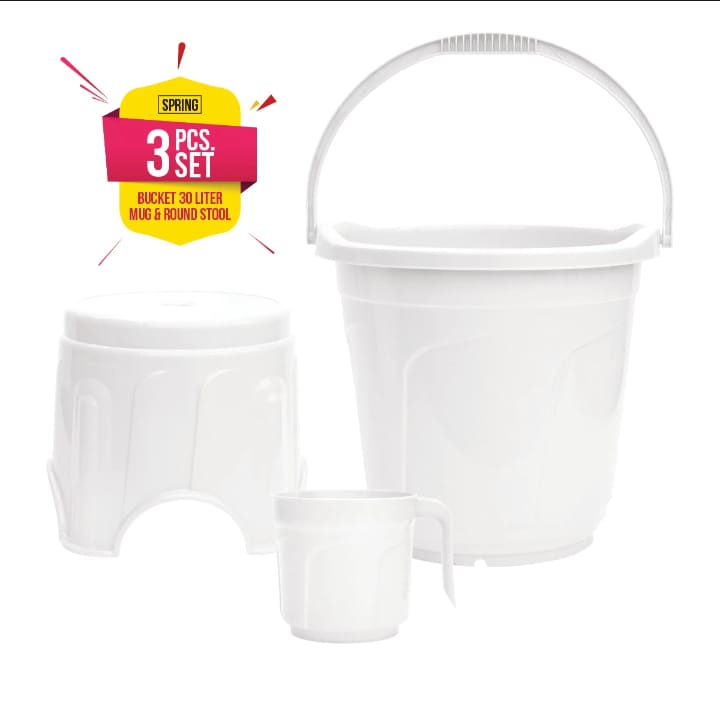 Bath Set Plastic 3 pcs - Bath Set For Daily Use - Best Washroom Set For ...