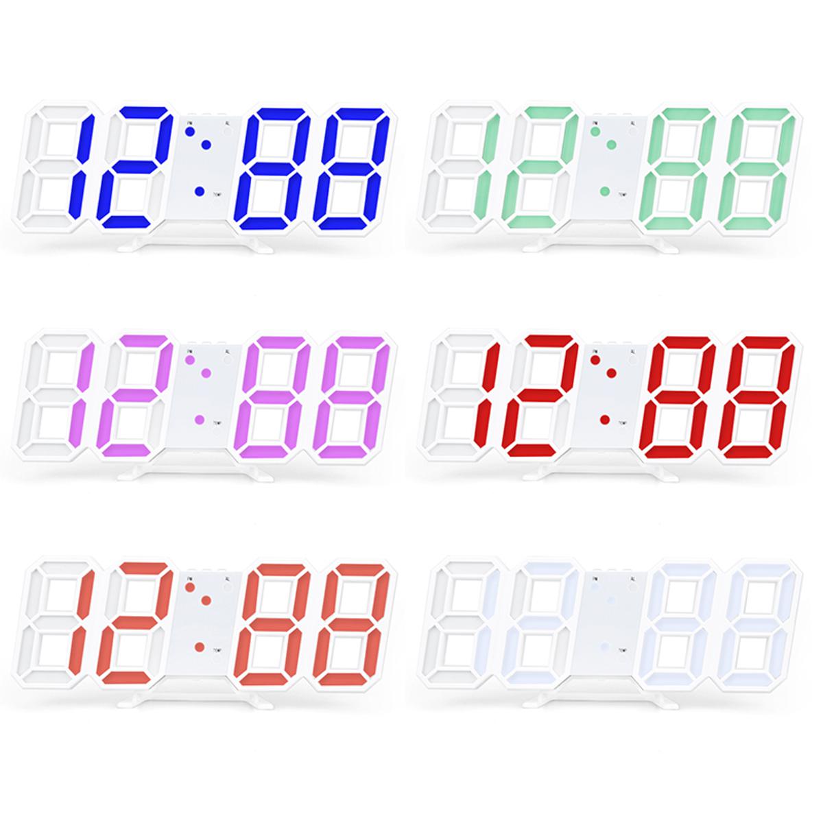 3D LED Digital Clock Wall Deco Glowing Night Mode Adjustable Electronic Table Clock Wall Clock ...