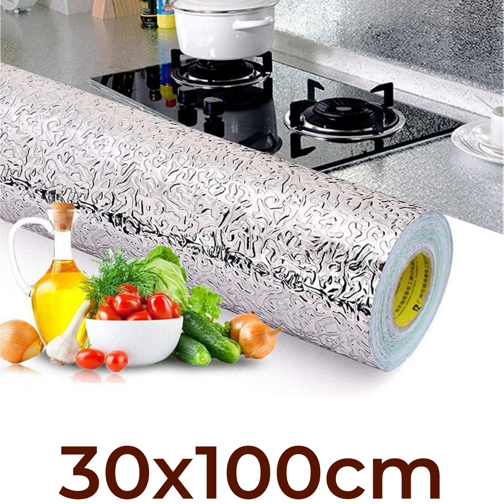 Self Adhesive Aluminium Foil Sticker Sheet Roll for Kitchen Silver ...