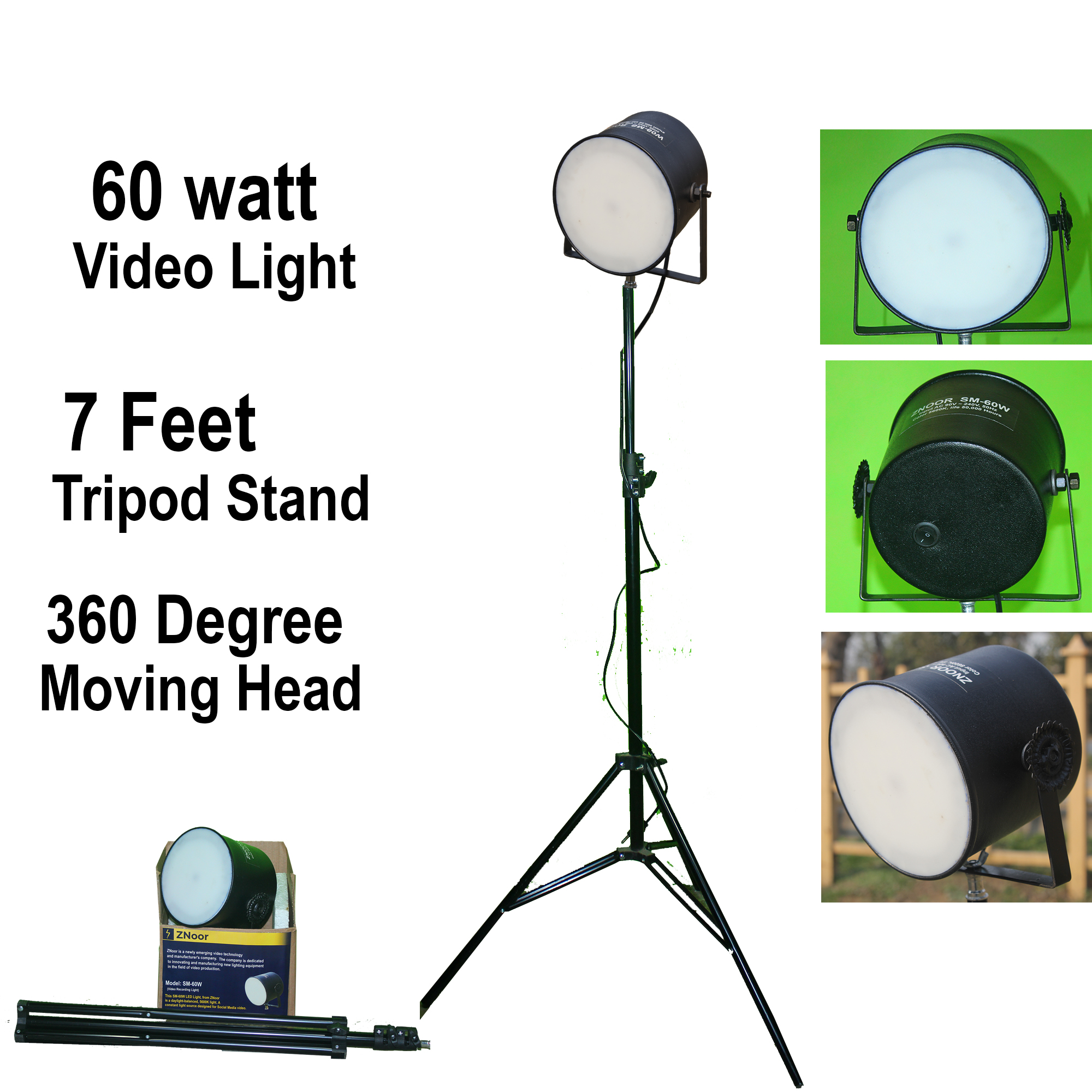 Video Recording Light 60watt Best Quality Professional Light 7 Feet Tripod Stand Light for ...