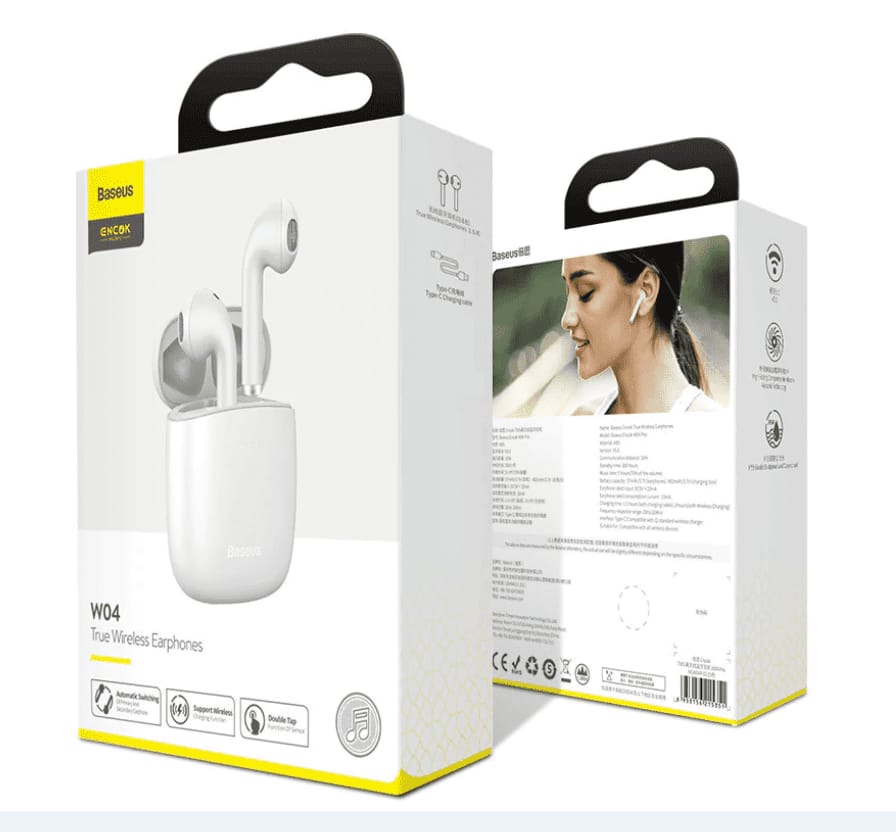 Baseus W04 Tws Earbuds, True Wireless White | Daraz.pk