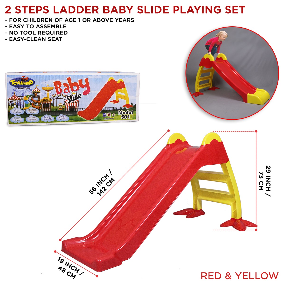 Kids Playing 2 Step Fiber Slop Slide - Free Standing Slide | Daraz.pk