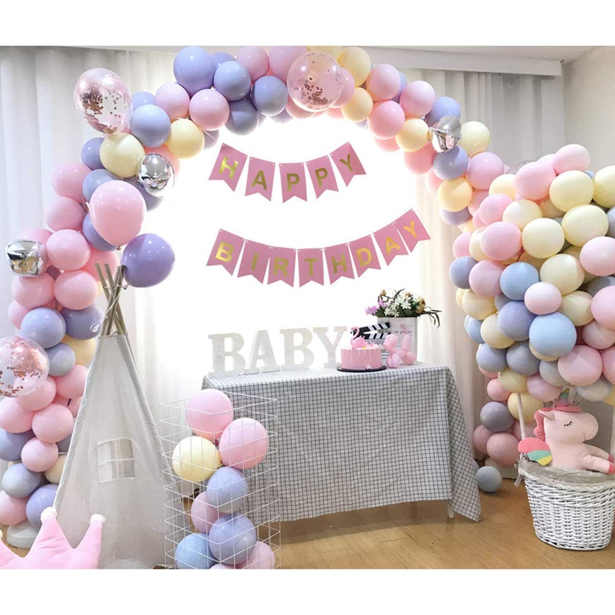 Happy Birthday Pastel Balloons Theme Set ( Including Pink Birthday ...