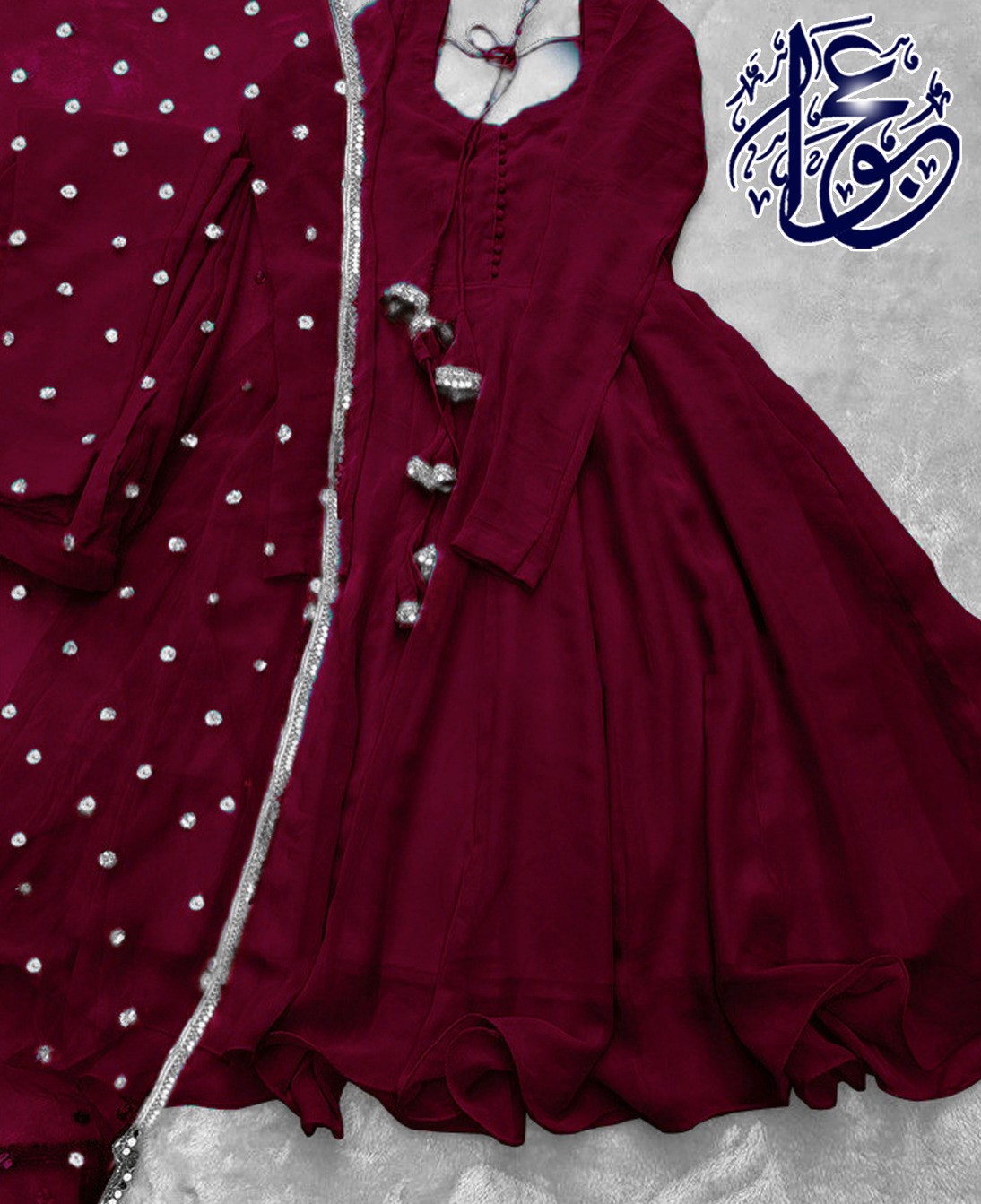 Stylish Long Frock for Women with Fancy Dupatta 3-Piece - Party Wear ...