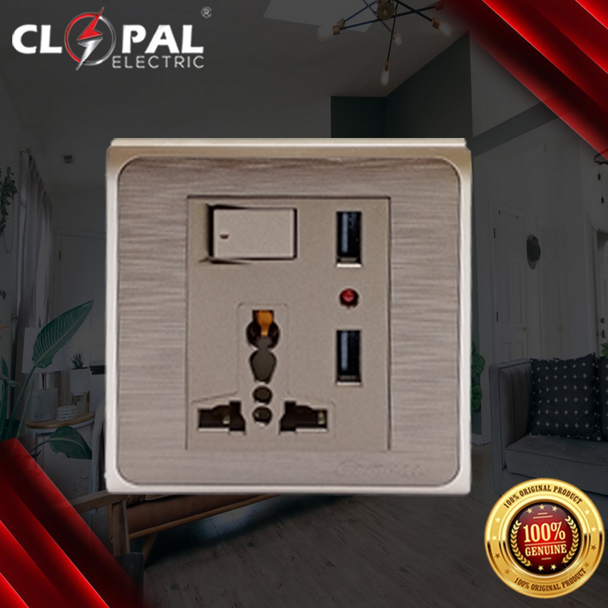 Electric Wall Panel Socket Board With Dual USB 2.1A Charger | Daraz.pk