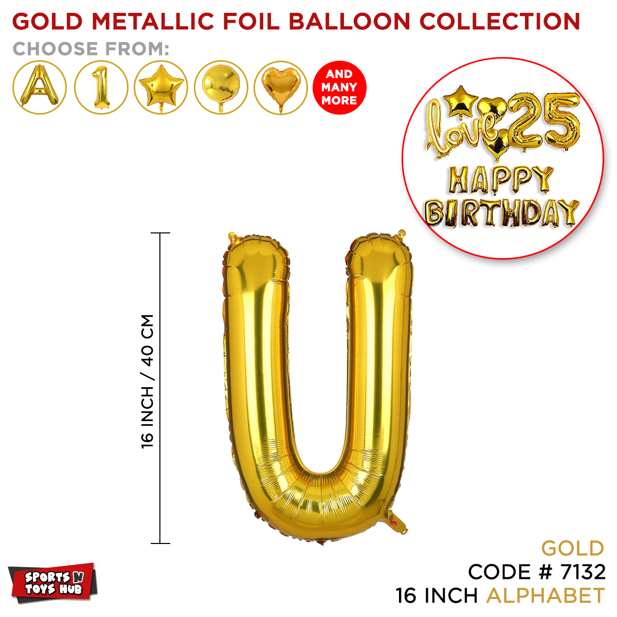 Gold Metallic Foil Balloon Collections Customize Alphabet, Numbers ...
