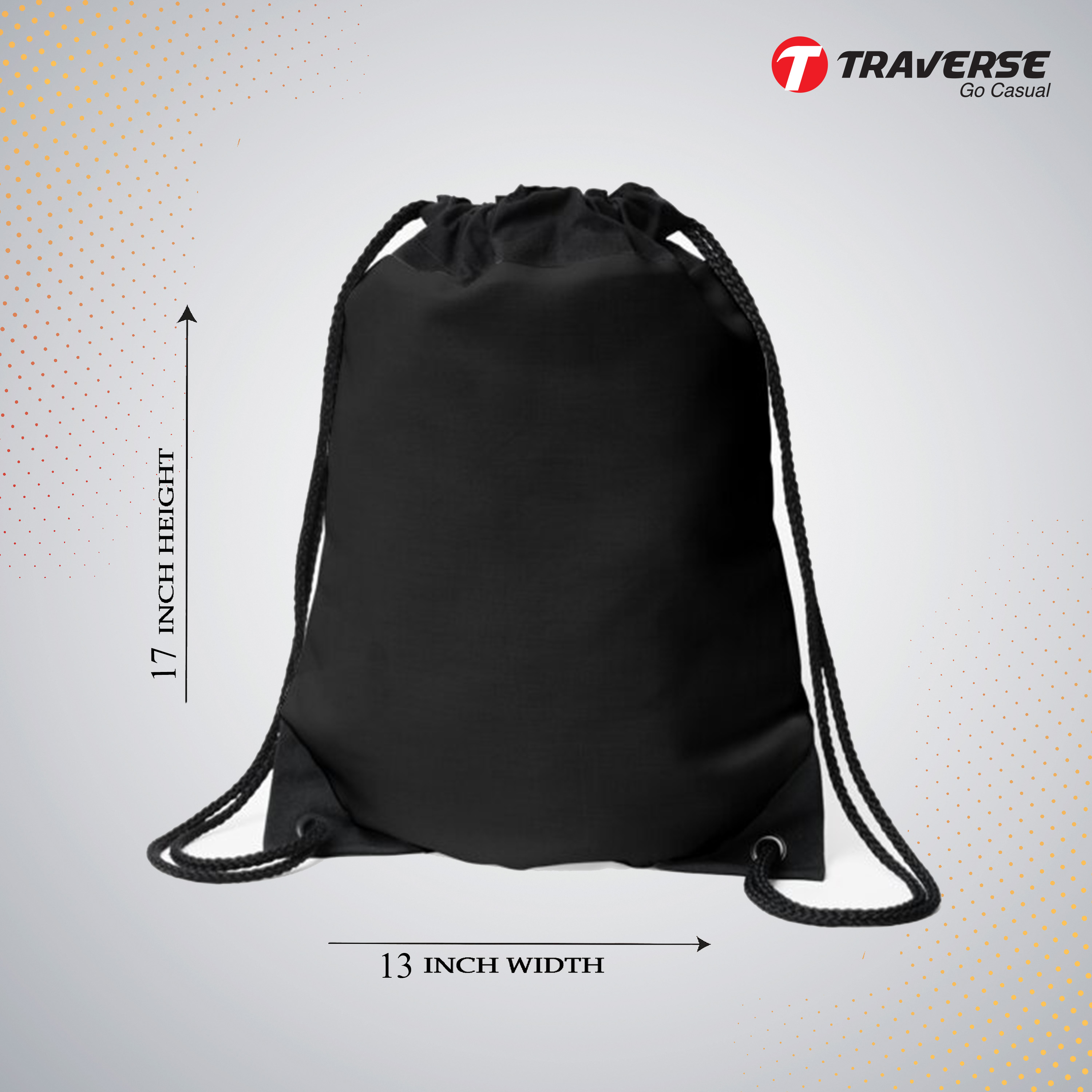 Traverse Black Drawstring Bags For Girls / Bags For Kids / Bags For ...