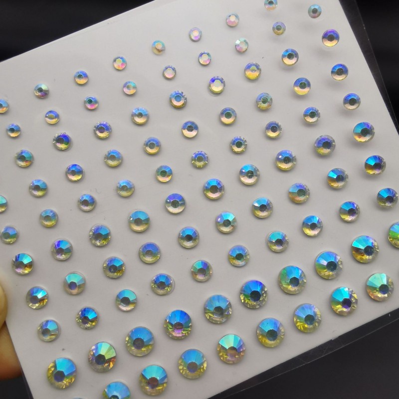 1 Sheet Acrylic Glitter Eyebrow Sticker Diamond / Multi-size Pearl ...