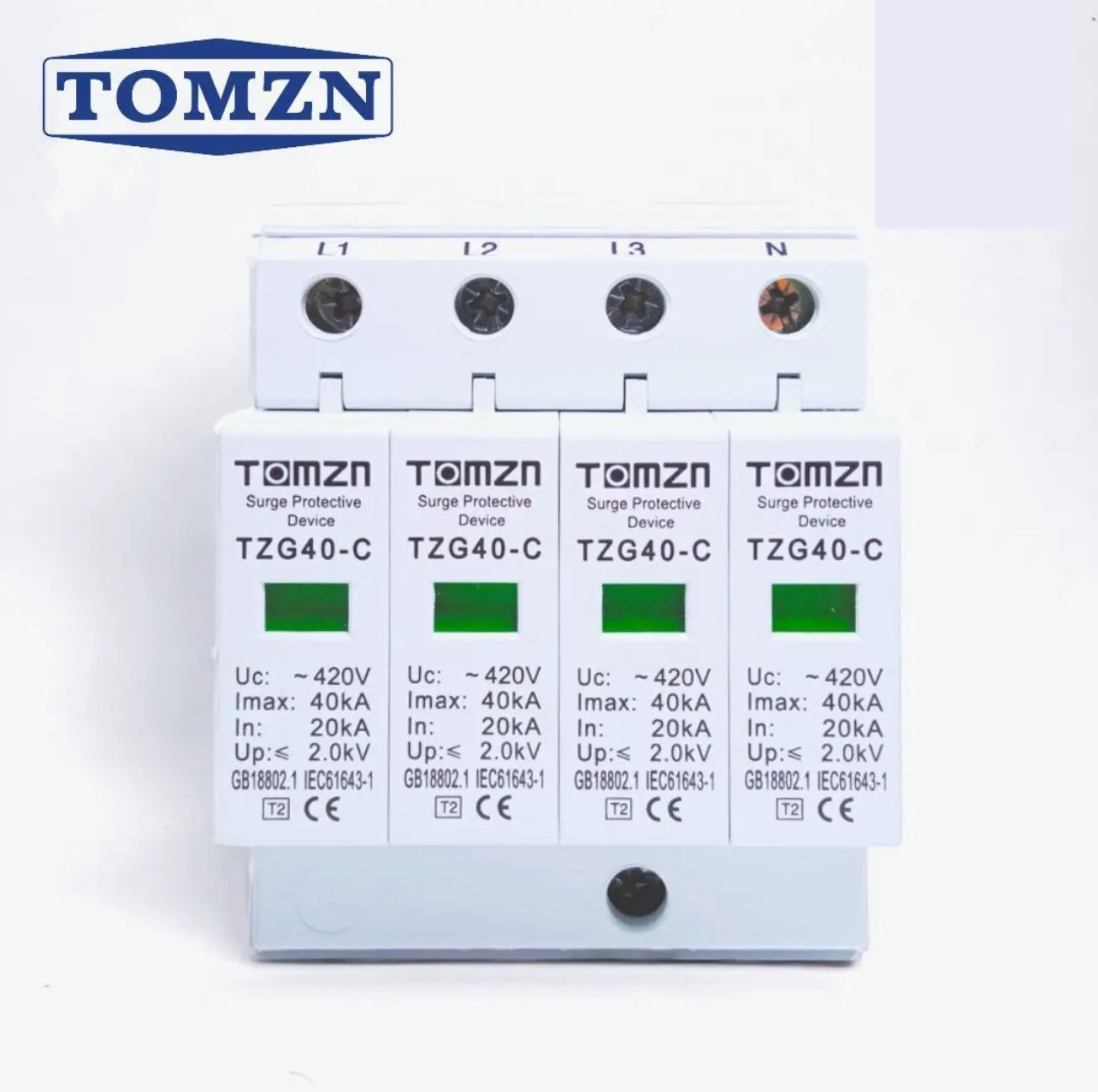 TOMZN AC SPD Din rail 4P 420V 40KA House Lightning Surge Protector ...