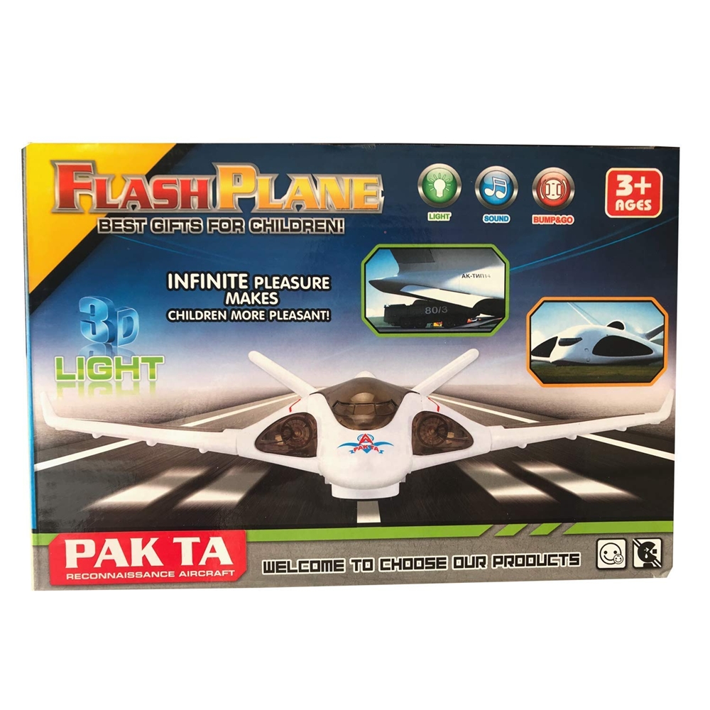 3D Light Flash Plane | Bump & Go with Sound and LED Light | Gift Toy ...