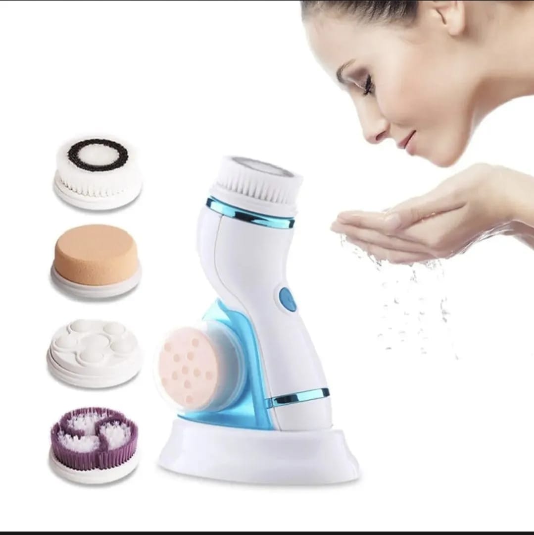 4 in 1 Facial Cleansing Brush & Massager - Rechargeable Face Brush Set ...