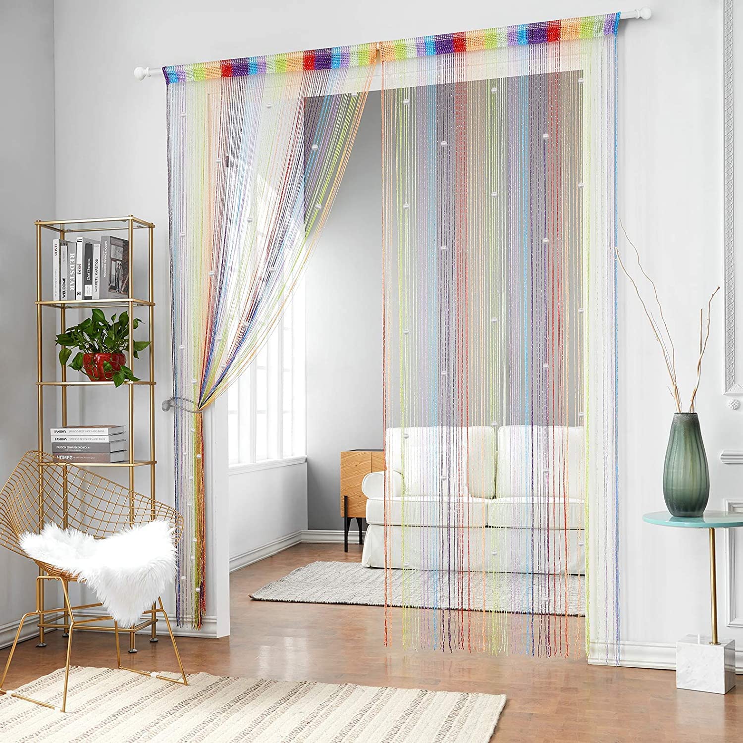 String Door Curtain Beads Window Panel Room Divider Crystal Tassel ...