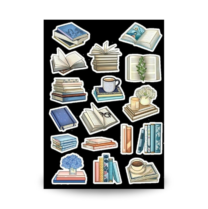 Books Mini UNCUT sticker sheet - A6 size - 15 x 10 cm | Journal ...