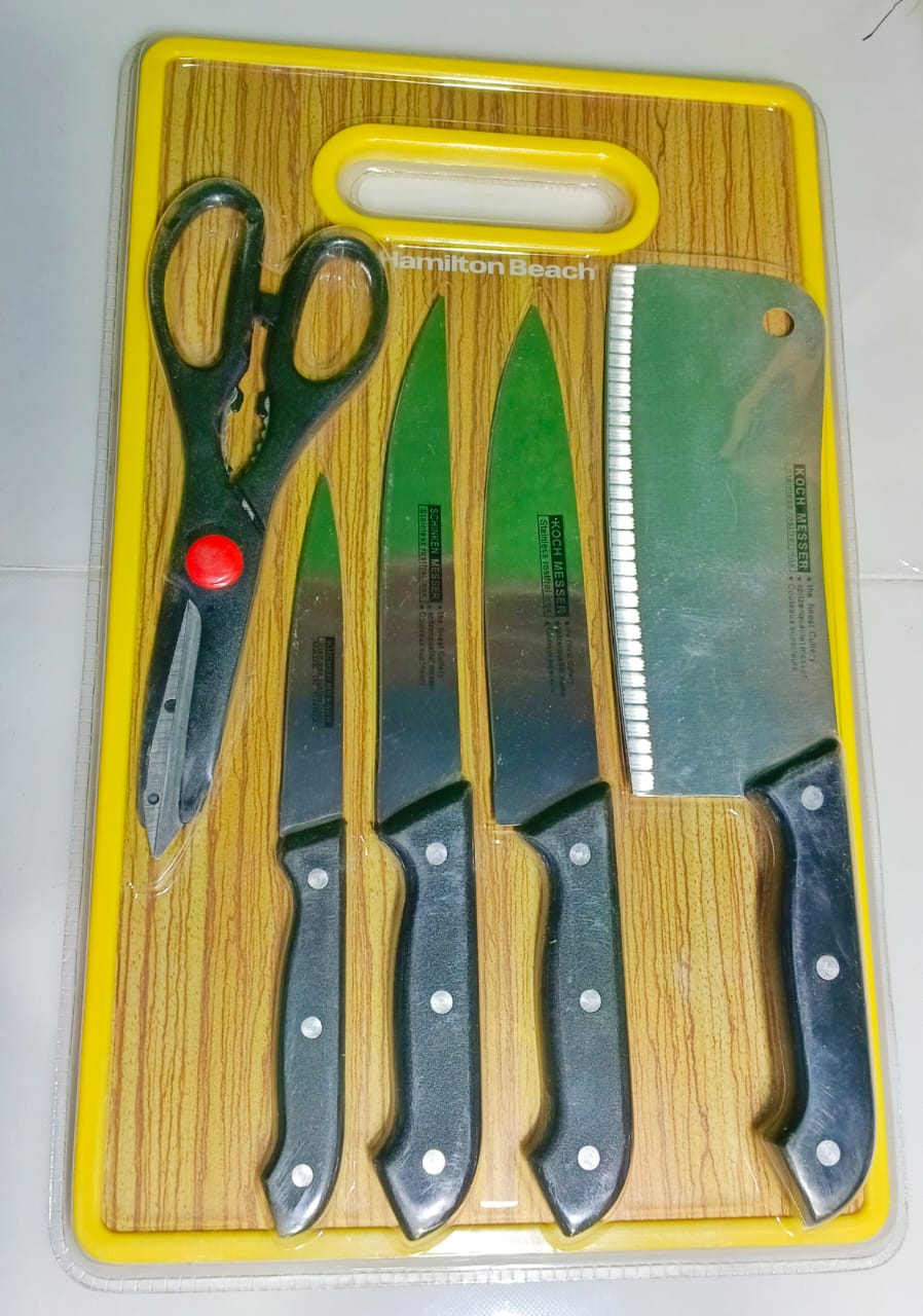 Stainless Steel Knives Set 6 Pcs with Cutting Board | Daraz.pk