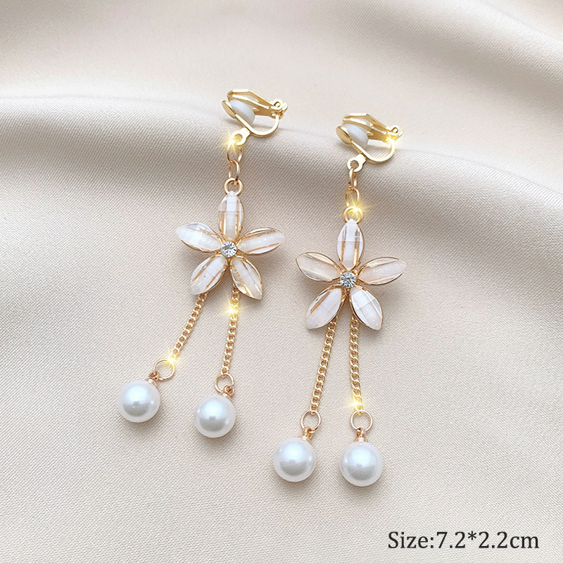 Fashion Tassel Ear Clip Non-Pierced Female Korean Temperament Earrings ...