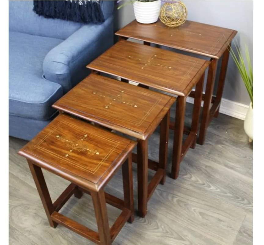 Wooden Table set Chinyoti Solid Sheesham Wood Nesting Tables (Set of 4 ...