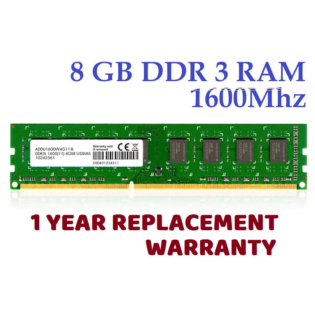 8 GB DDR 3 RAM FOR DESKTOP PC MIX BRANDS SYSTEM PULLED BRANDED WITH 1 YEAR REPLACEMENT WARRANTY ...