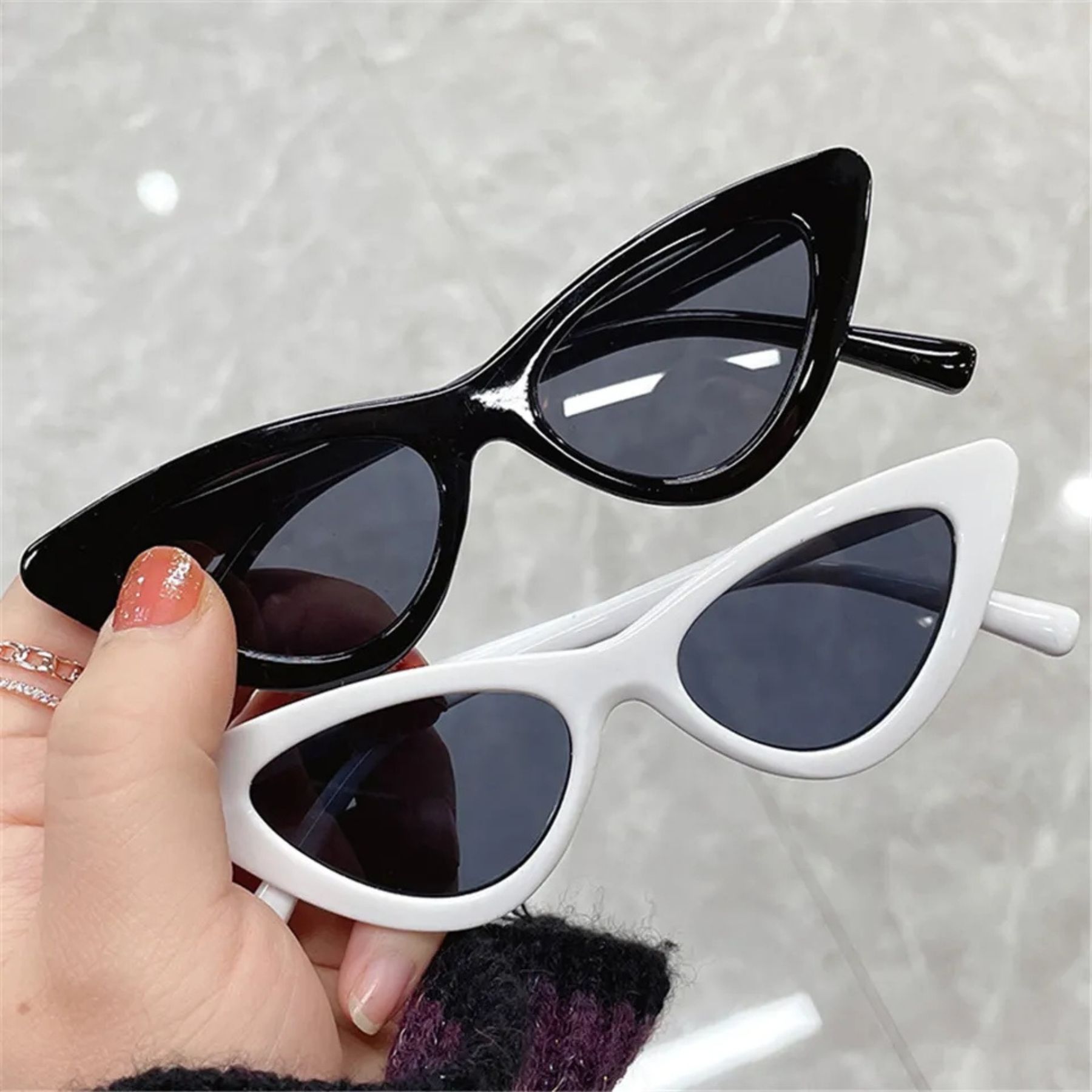 Cat Eye Triangle Frame Sunglasses for Women & Men| Vintage Small Retro ...