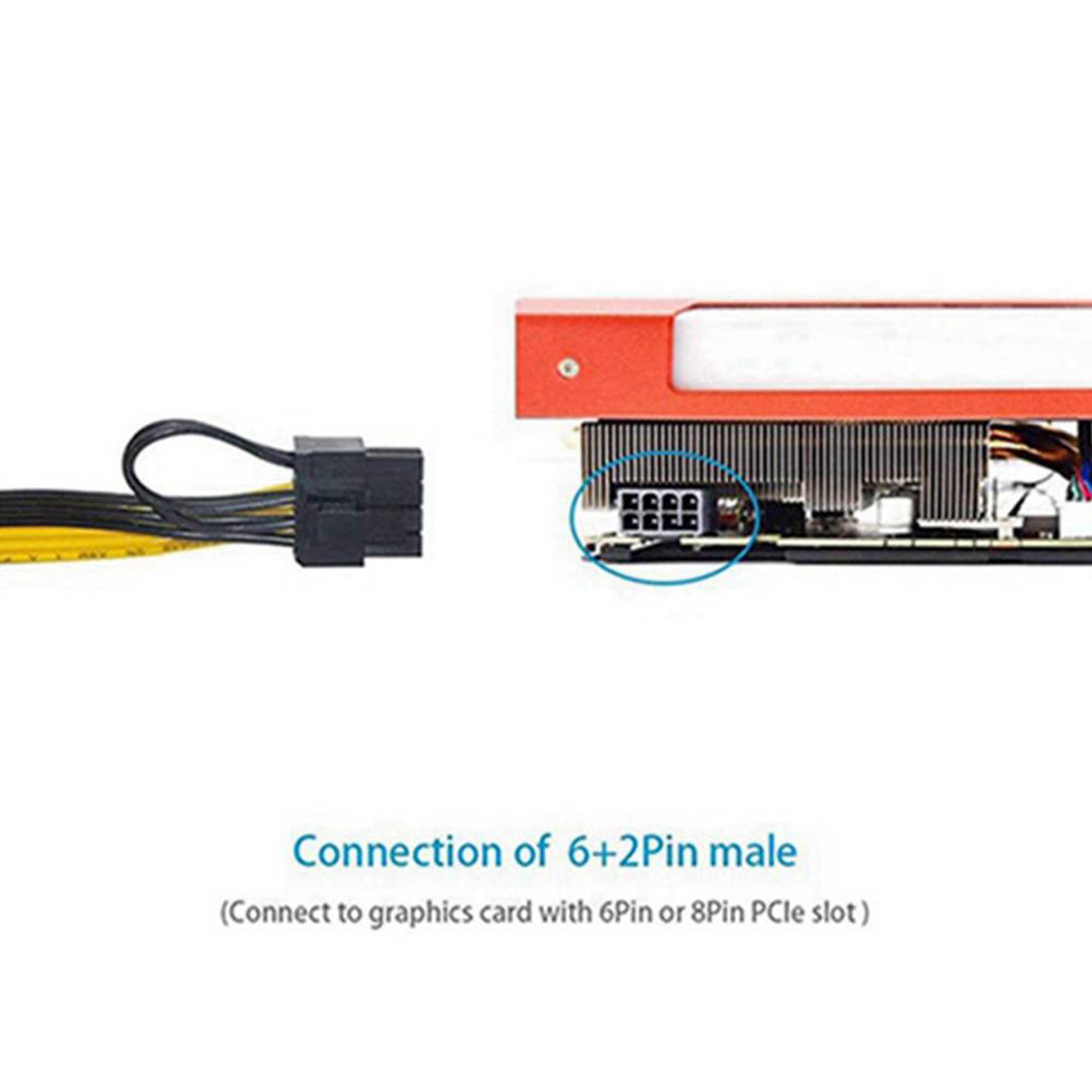 6 Pcs 6 Pin Male to 8 Pin (6+2) Male PCI-E PCIE Power Cable 60cm | Daraz.pk