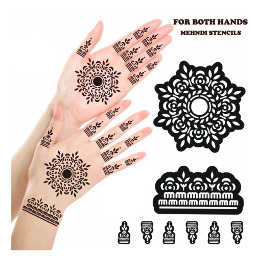 Mehndi sticker stencils, Mehndi design, Mehndi sticker Instant Mehndi ...