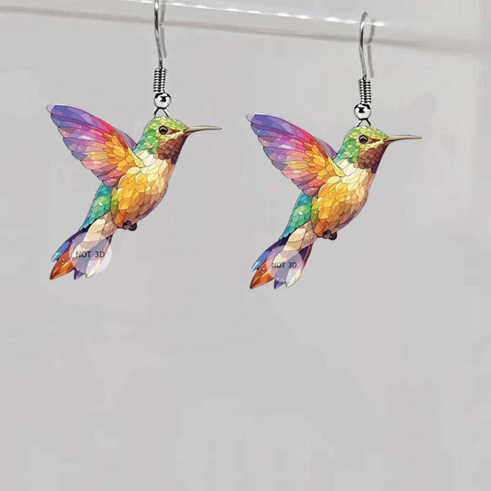 2d Earrings Trendy Bird Shape Colorful Ear Charms Handmade Lightweight ...