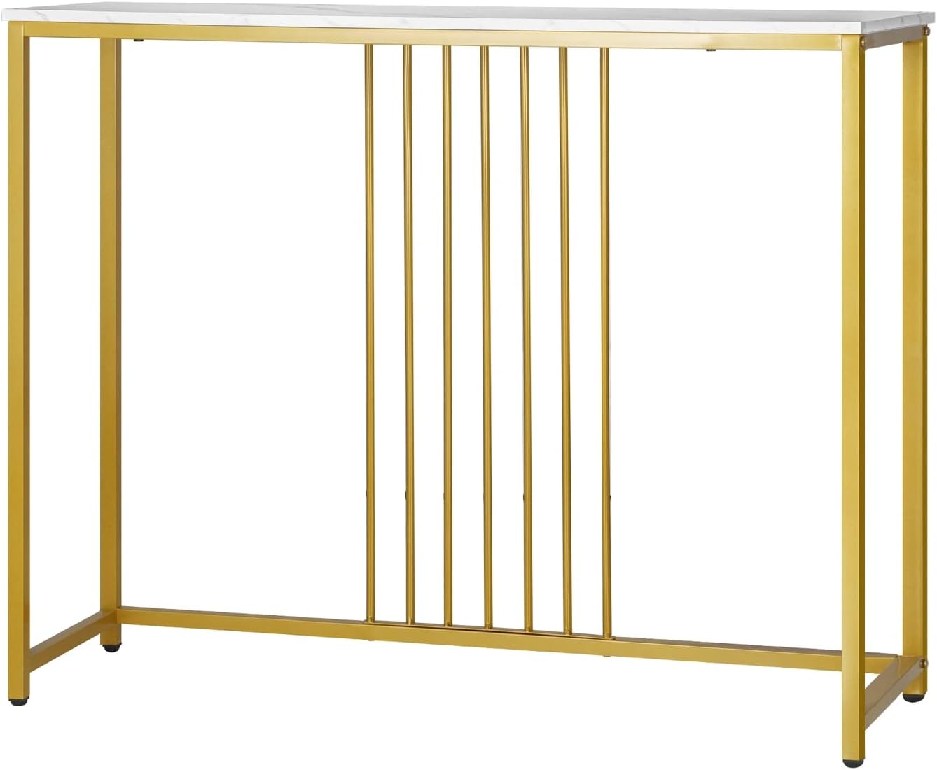 Console Table, 95cm Entryway Tables with Marble Tabletop and Steel ...
