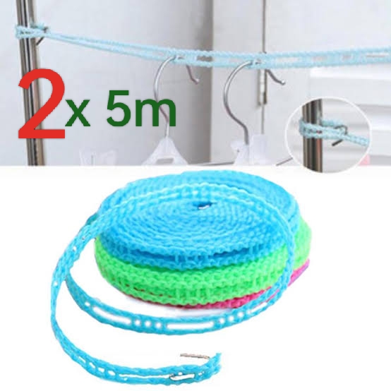 Windproof Anti-Slip Clothes Washing Line Drying Nylon Rope with Hooks 5 ...