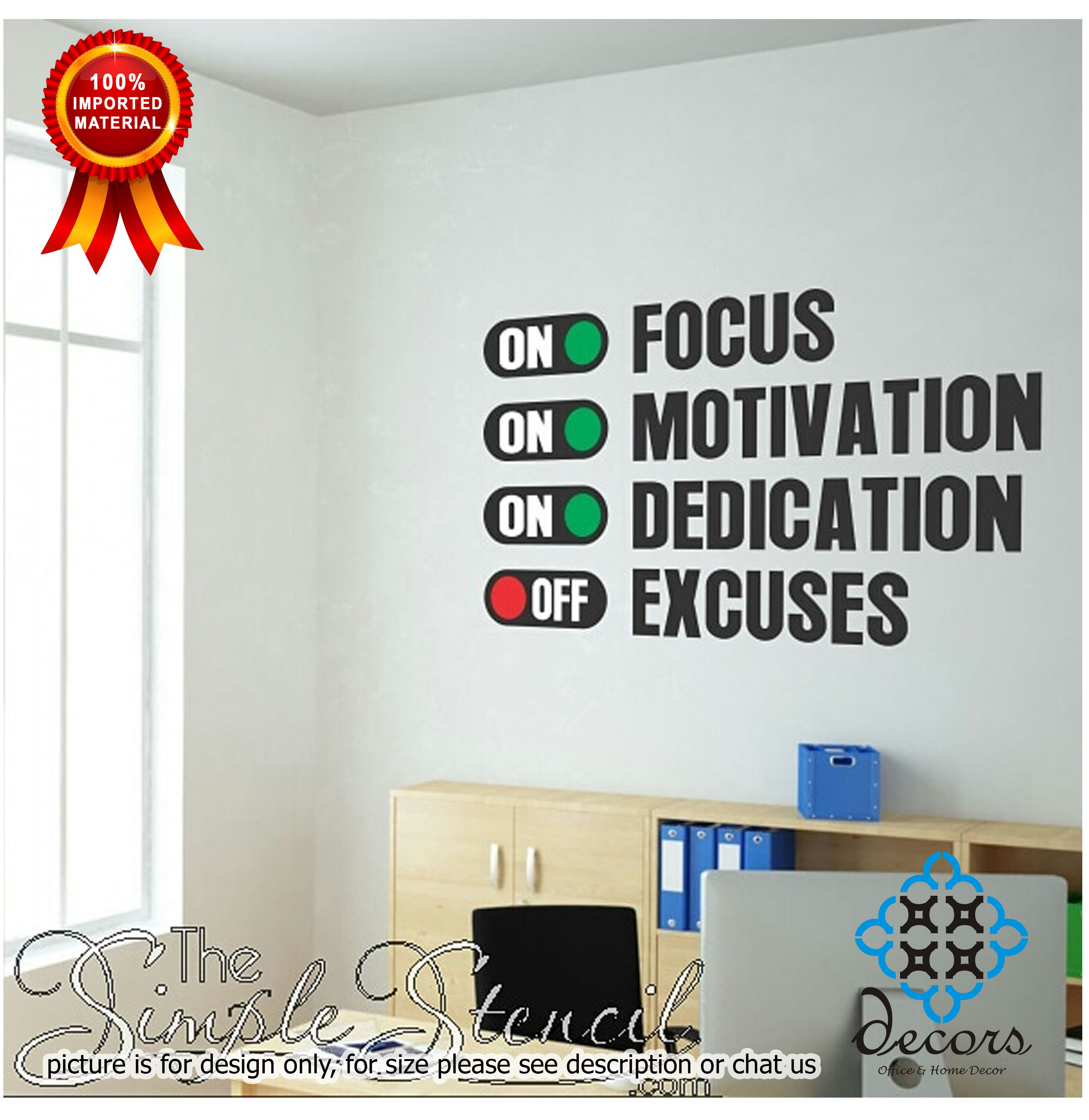 Decors- size - 2 x 1.2 feet- Focus , dedication Motivational Quote Wall ...