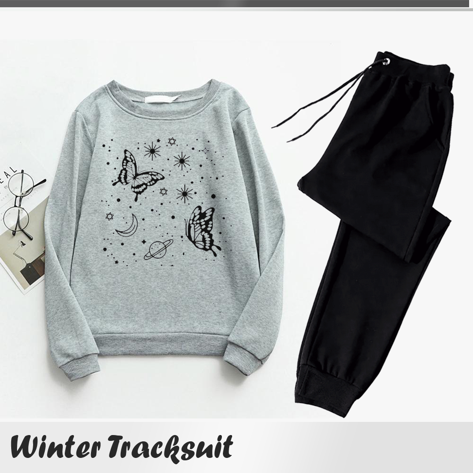 Butterfly & Galaxy Printed Winter Colelction Tracksuit Collection Soft ...