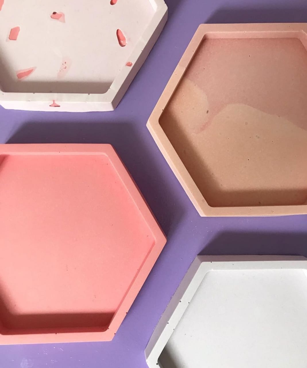 set of two hexagonal jewellery trays, coasters, decor trays ,handmade ...