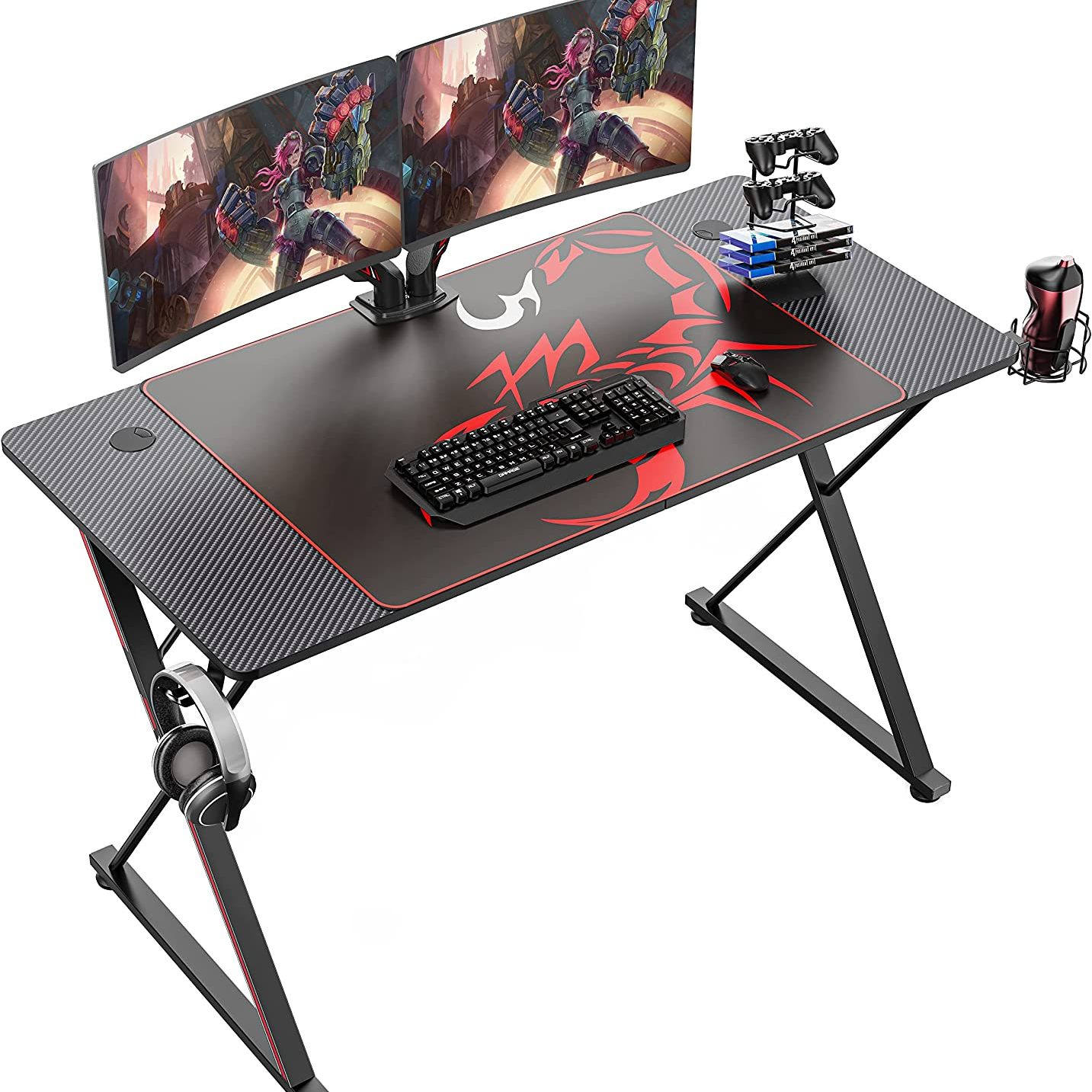 Gaming Desk 47 Inch,PC Gaming Table, X Shaped Gaming Computer Desk Home ...
