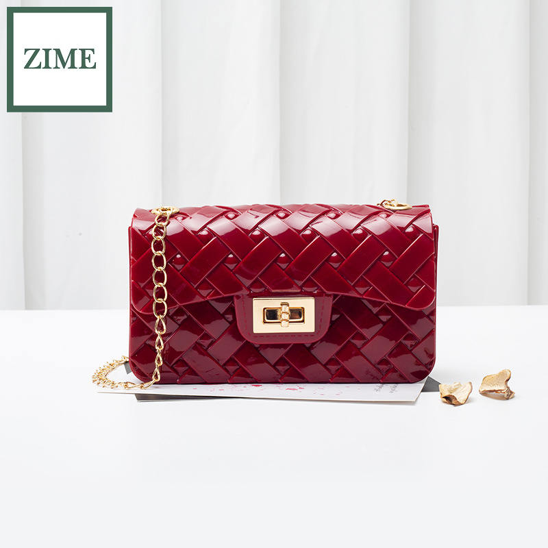 ZIME Xia Qiu Han woven lock chain jelly small square bag shoulder ...