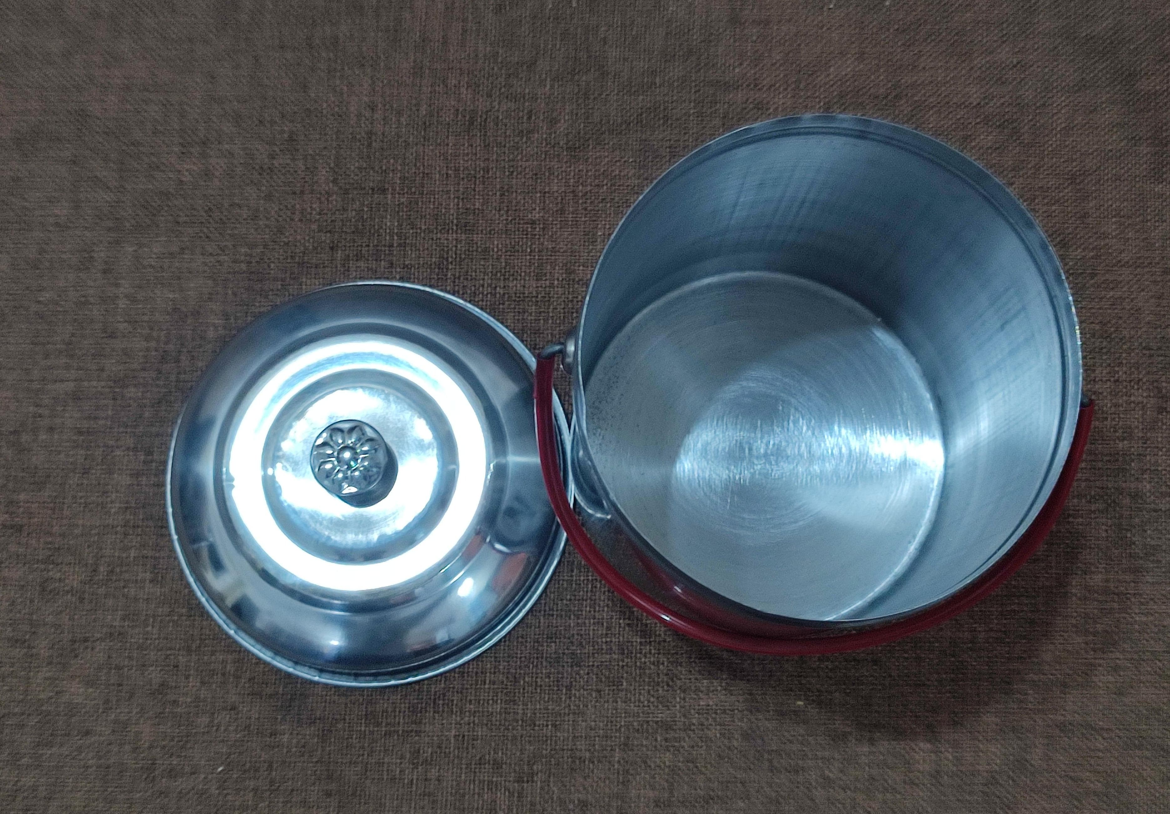 2 liter Stainless Steel oil ghee and milk container dol with handle and ...
