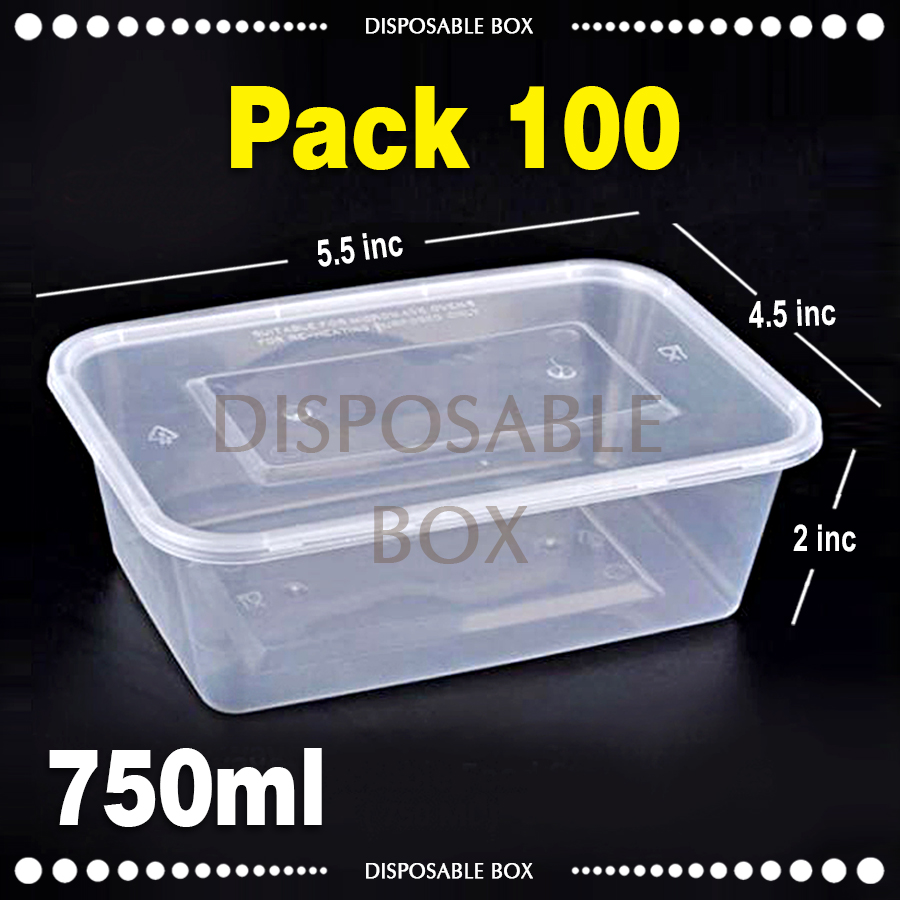750ml Disposable Food Storage Box, Clear Transparent Plastic, 750ml ...