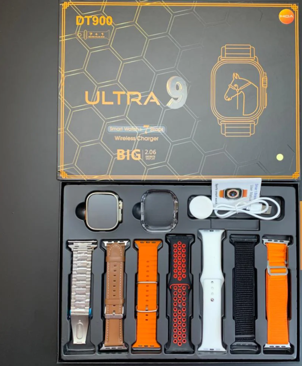 DT 900 7 in 1 Strap Ultra 9 Smart Watch - 49MM Dial - Full Touch ...