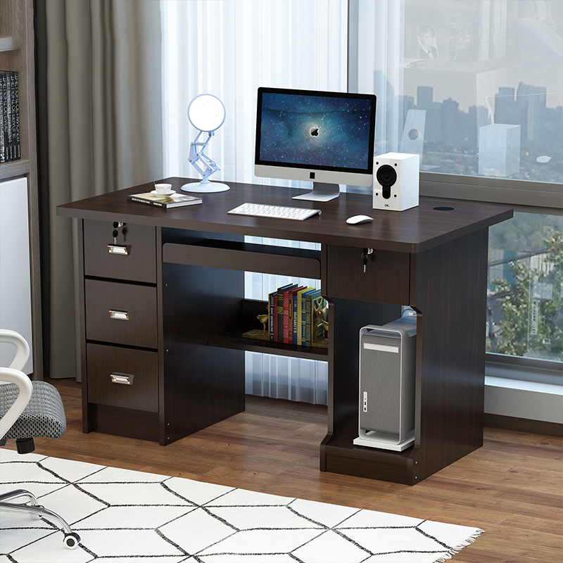 Home Office Desk ,4 Drawer Simple Study Black Desktop Table Bedroom ...