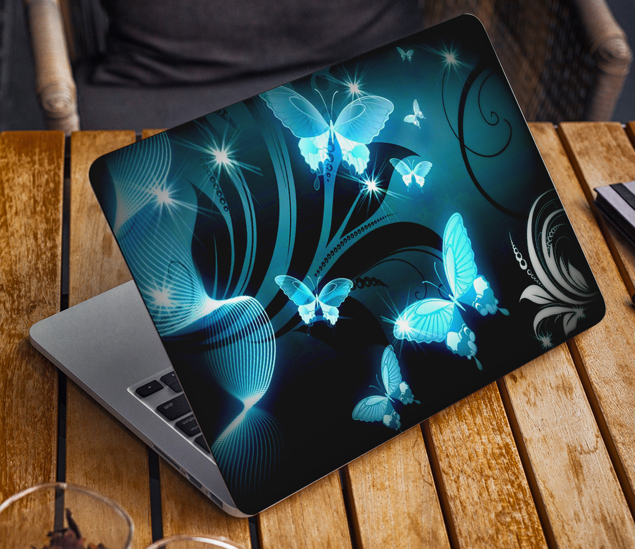 3930588 buterfly black laptop back vinyl skin sticker 12 13 14 15 15.6 ...