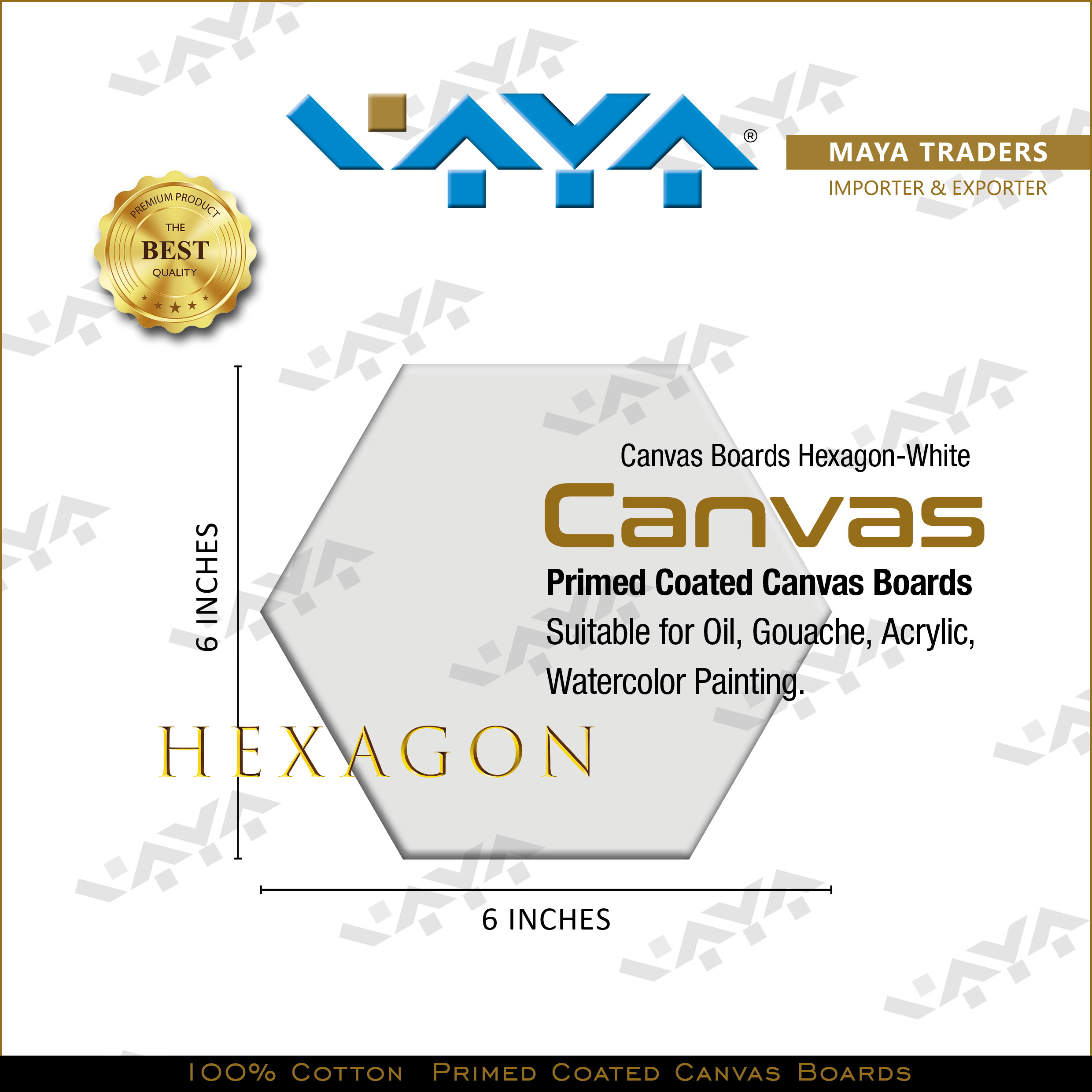 Maya Traders 1 Piece Of 6 X 6 Inches 100% Cotton Primed Stretched ...