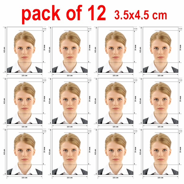 pack of 12 Customized Photo Print Passport size pictures Sizes to ...