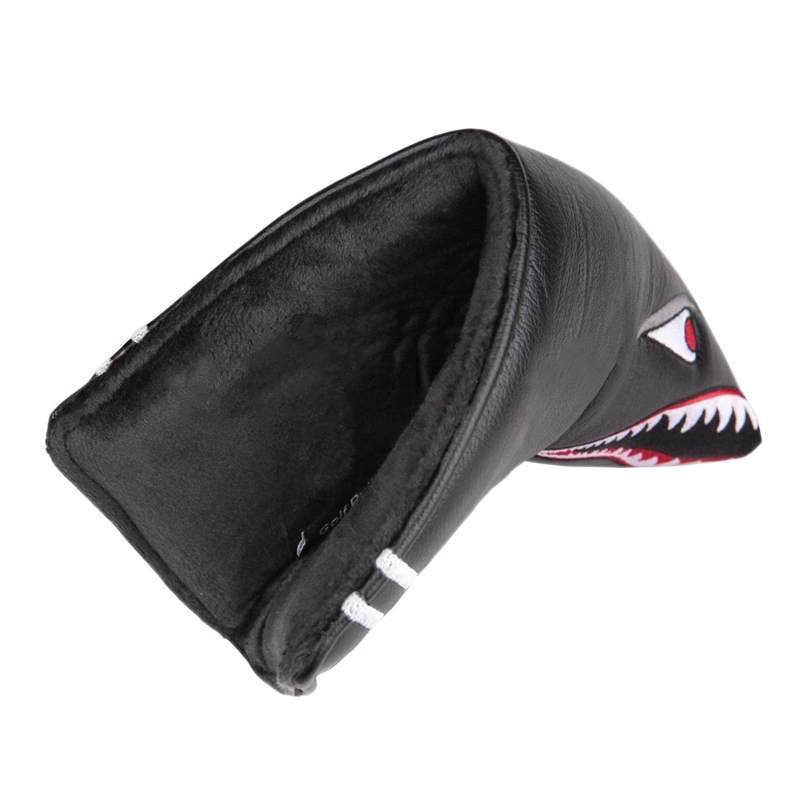1Pc Black PU Leather with Shark Embroidery Magnet Golf Blade Putter ...