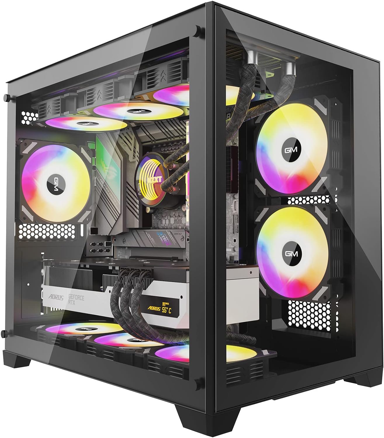 PC Case with 2 Tempered Glass Panels Mini Tower Gaming PC Case Micro ...