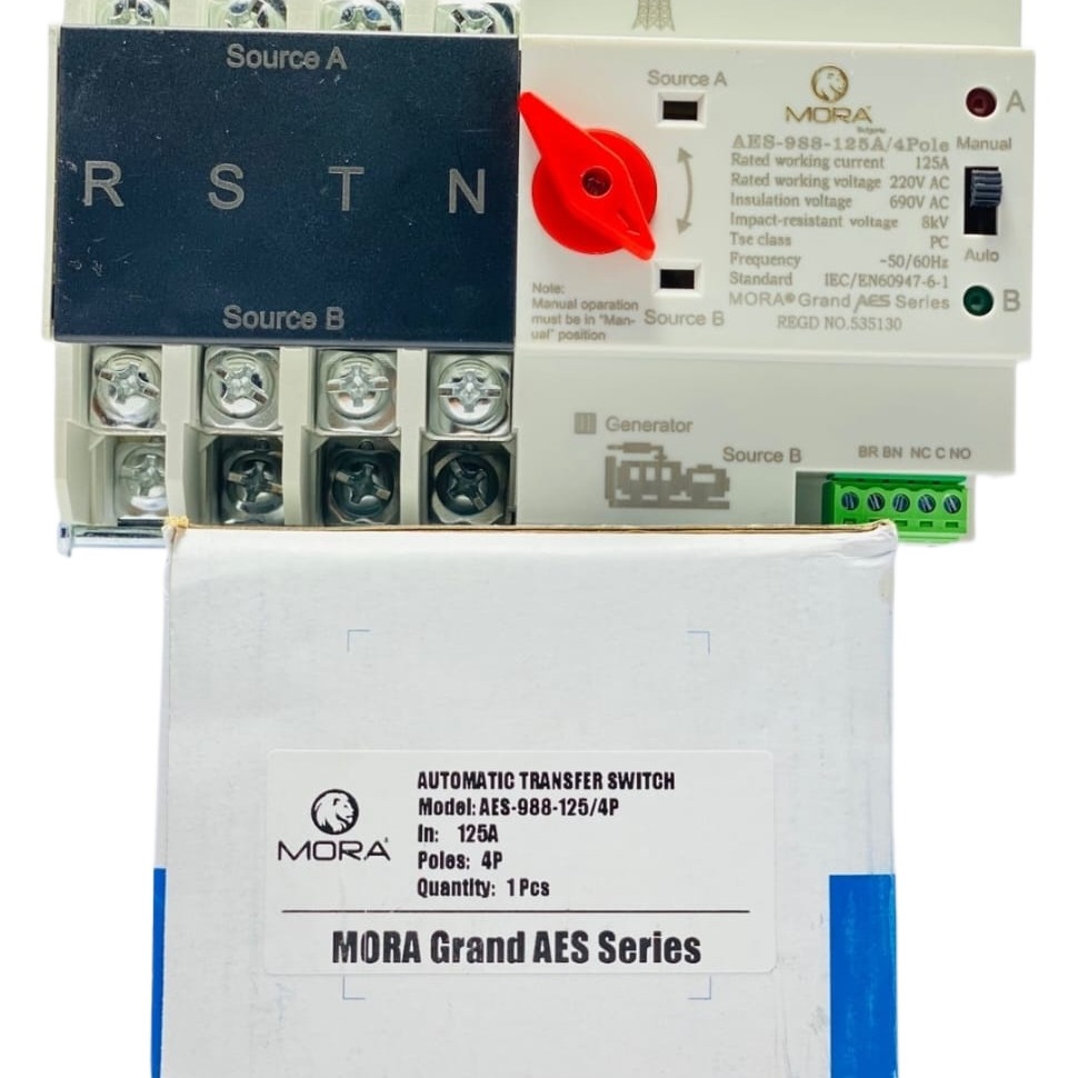 Mora ATS Automatic Transfer Switch 4 pole 125A 3 Phase Din Rail ATS ...